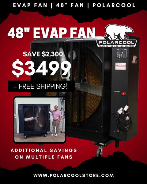 Evaporative Cooling PolarCool Fan - 48" Powder Coated - Cools 4,000 Sq ...